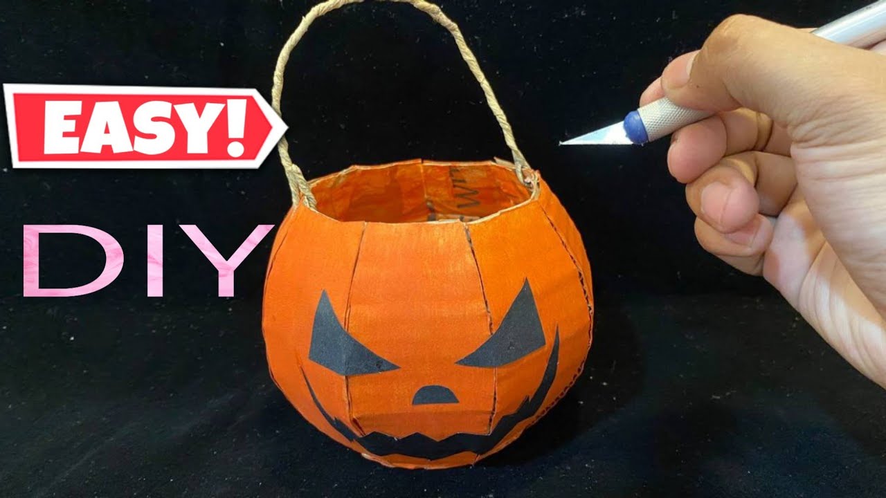 DIY Pumpkin for Holloween Made out of Cardboard - YouTube