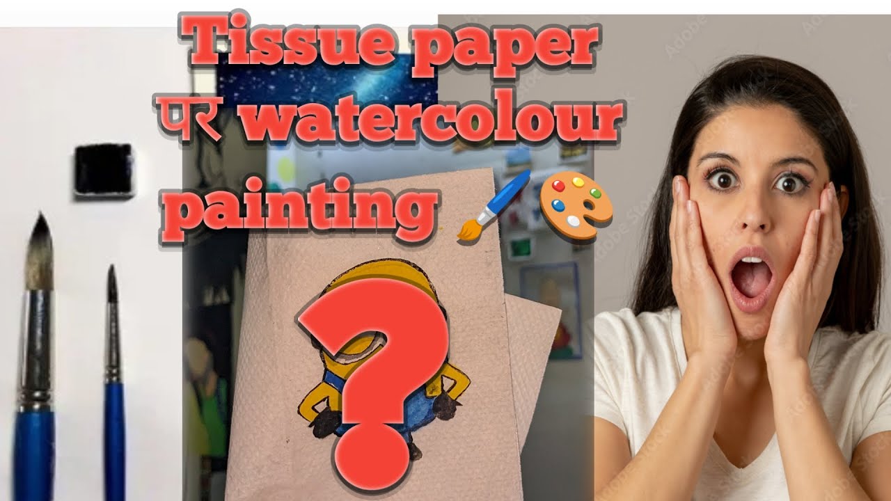 Watercolor painting on tissue paper 😲😳||easy painting||cartoon painting ...