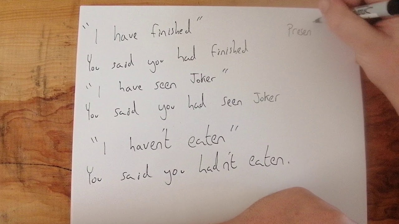 Reported speech - present perfect to past perfect - YouTube