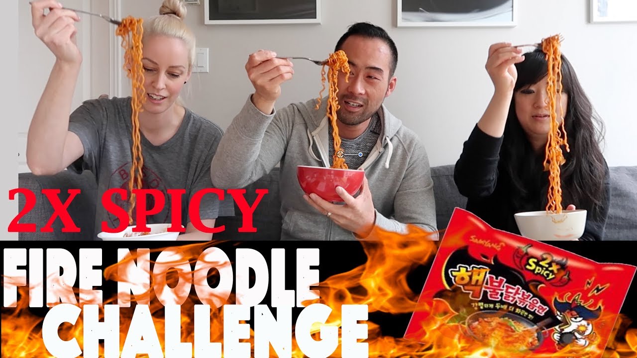2X SPICY FIRE NOODLE CHALLENGE !! Nuclear Samyang Chicken Ramen - YouTube