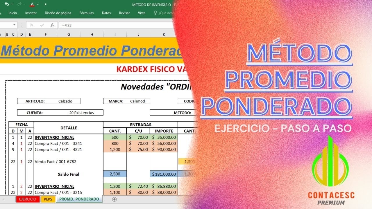Metodo Promedio Ponderado - kardex - inventario contabilidad basica ...
