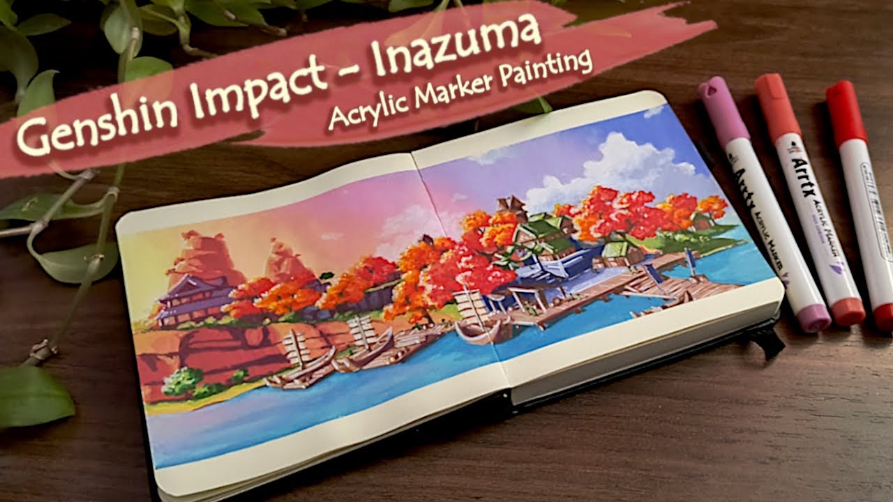 Genshin Impact - Inazuma 🍁 Acrylic Marker Painting Process - YouTube