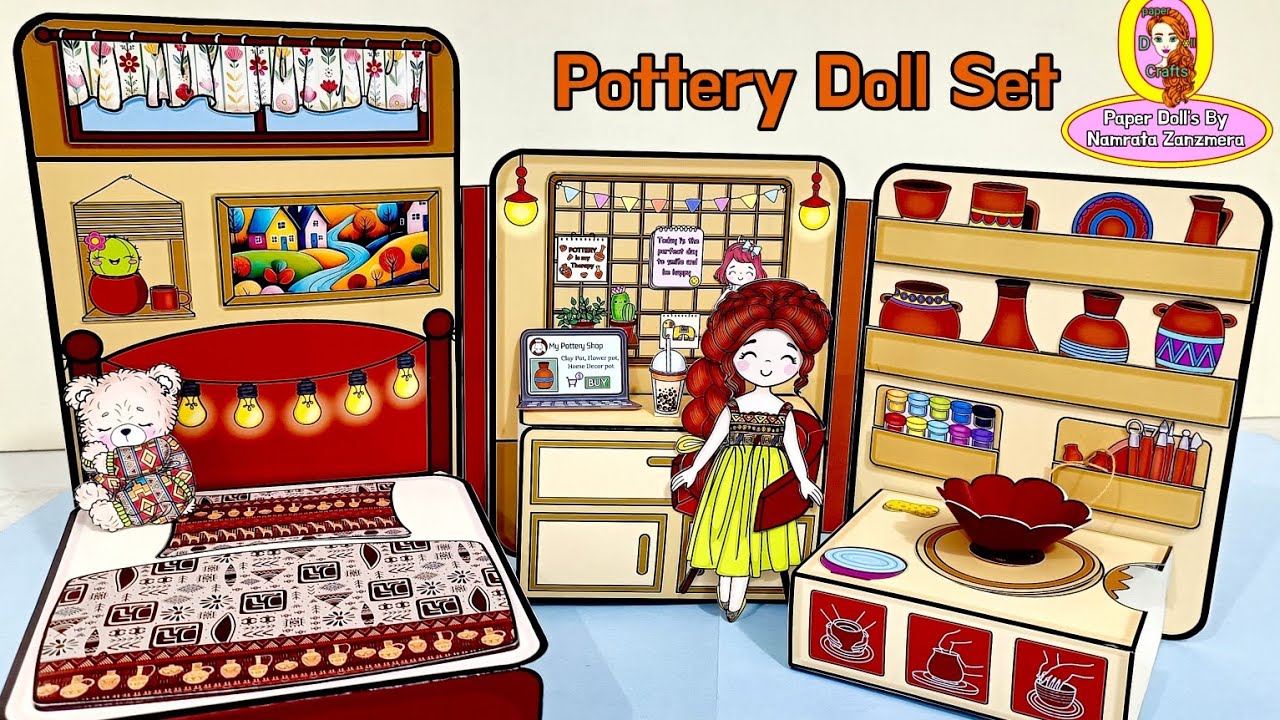 Paper Diy 3D Pottery Dollhouse with Tutorial #paperdoll #paperdiy # ...