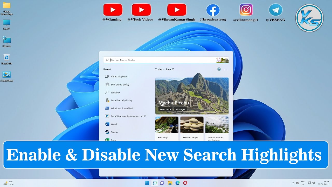 How To Enable or Disable New Search Highlights in Windows 11 - YouTube