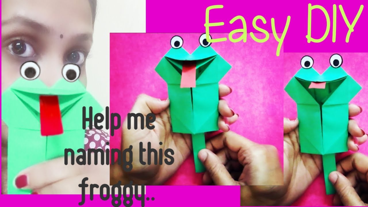 Make moving Paper Frog Craft - Play with Frog, Easy origami DIY idea ...