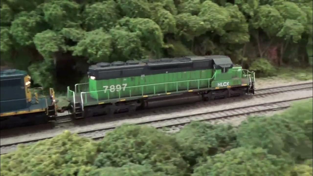 CSX Salt Train With Leased Power On The Short Line Model Railroad Club! - YouTube