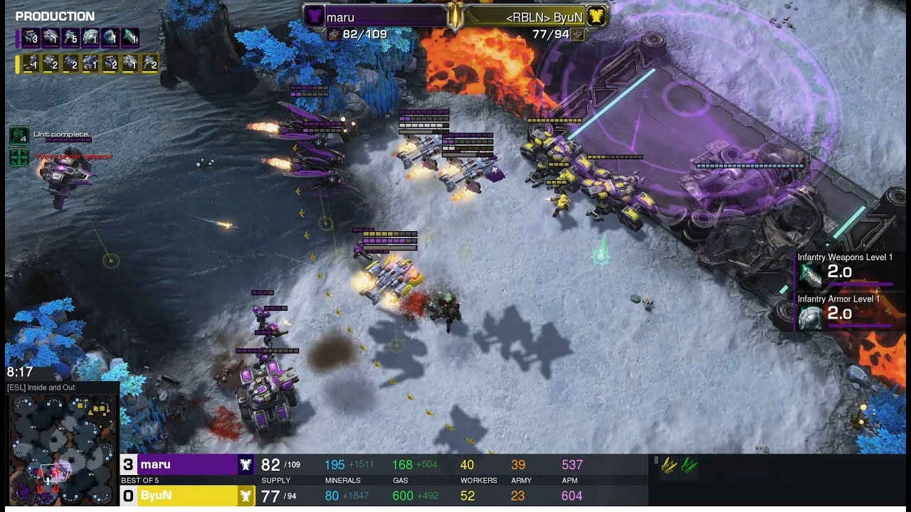 Starcraft II TSL 9 2022 Sep2 ByuN(T) v maru(T) Game 3 - [ESL] Inside ...