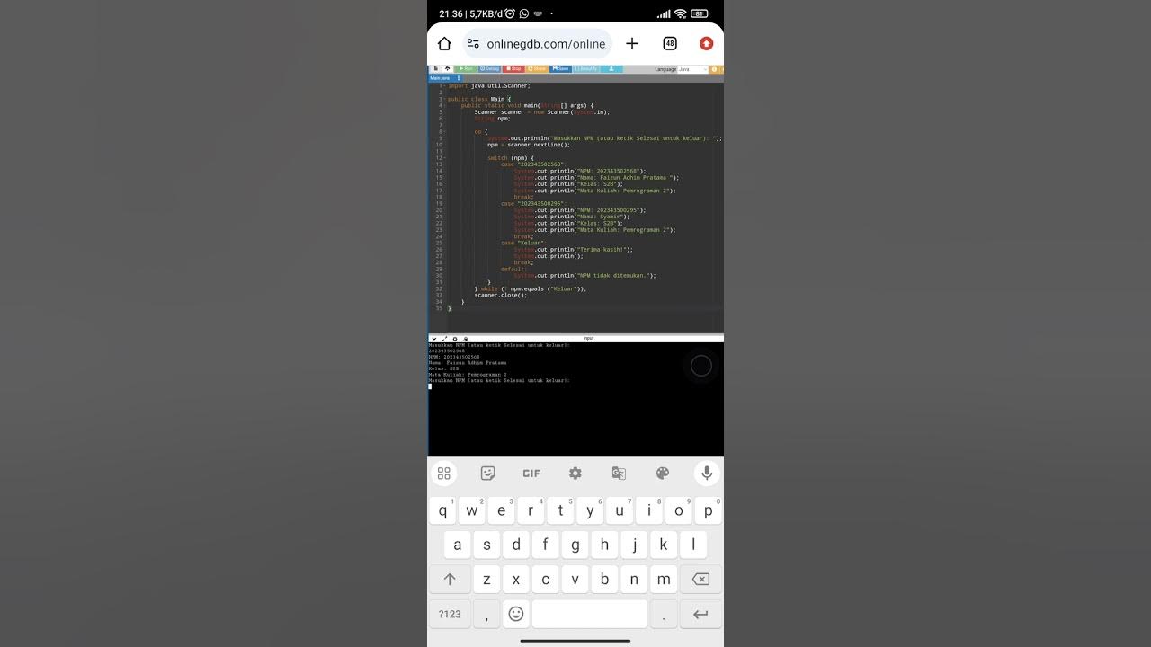 TUGAS PEMROGRAMAN 2 | DO WHILE KOMBINASI SWITCH CASE - YouTube