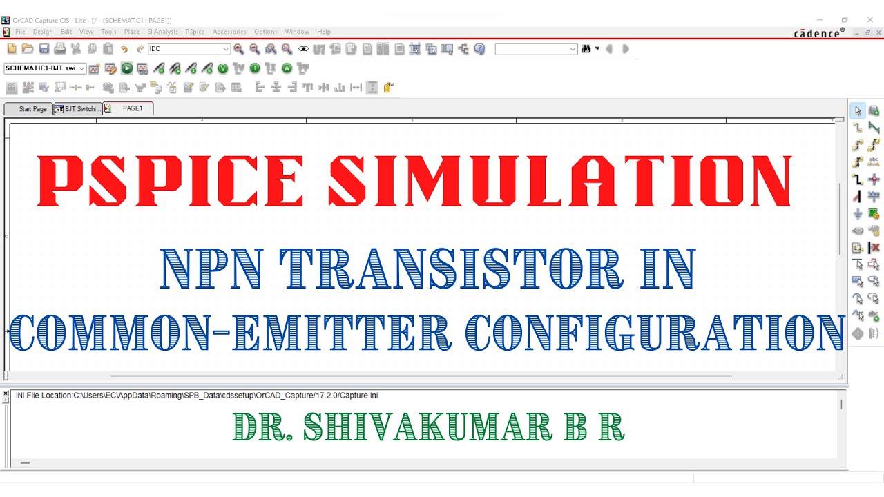 PSpice Simulation: NPN Transistor on Common-Emitter Configuration - YouTube