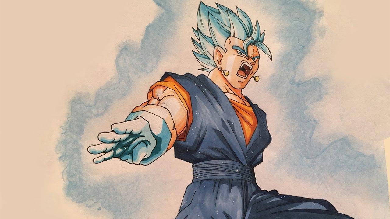 Drawing Vegito super saiyan BLUE - YouTube