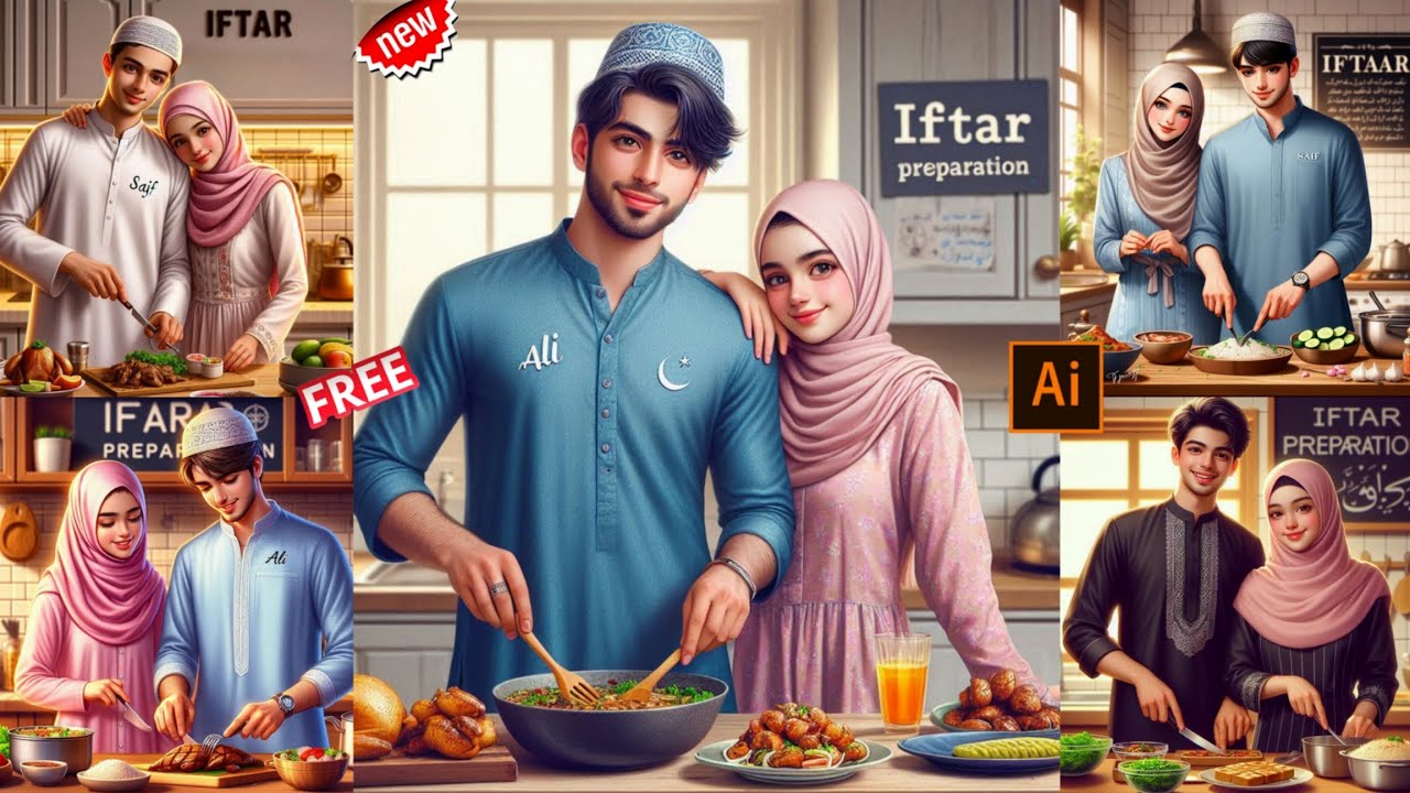 Muslim Couple Iftar Banate Hue AI Photo Editing| Ramzan Mubarak AI ...