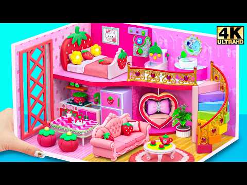 Make Sweet Strawberry Dream House with Candy Rainbow Stairs For My Pet 🍓🍬🌈 | DIY Miniature House