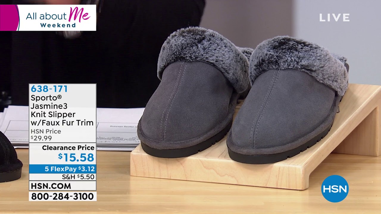 Sporto Jasmine3 Knit Slipper with Faux Fur Trim - YouTube