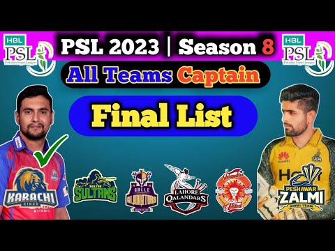 PSL 2023 All Team Captain - Peshawar Zalmi Captain 2023 | Psl 8 all ...