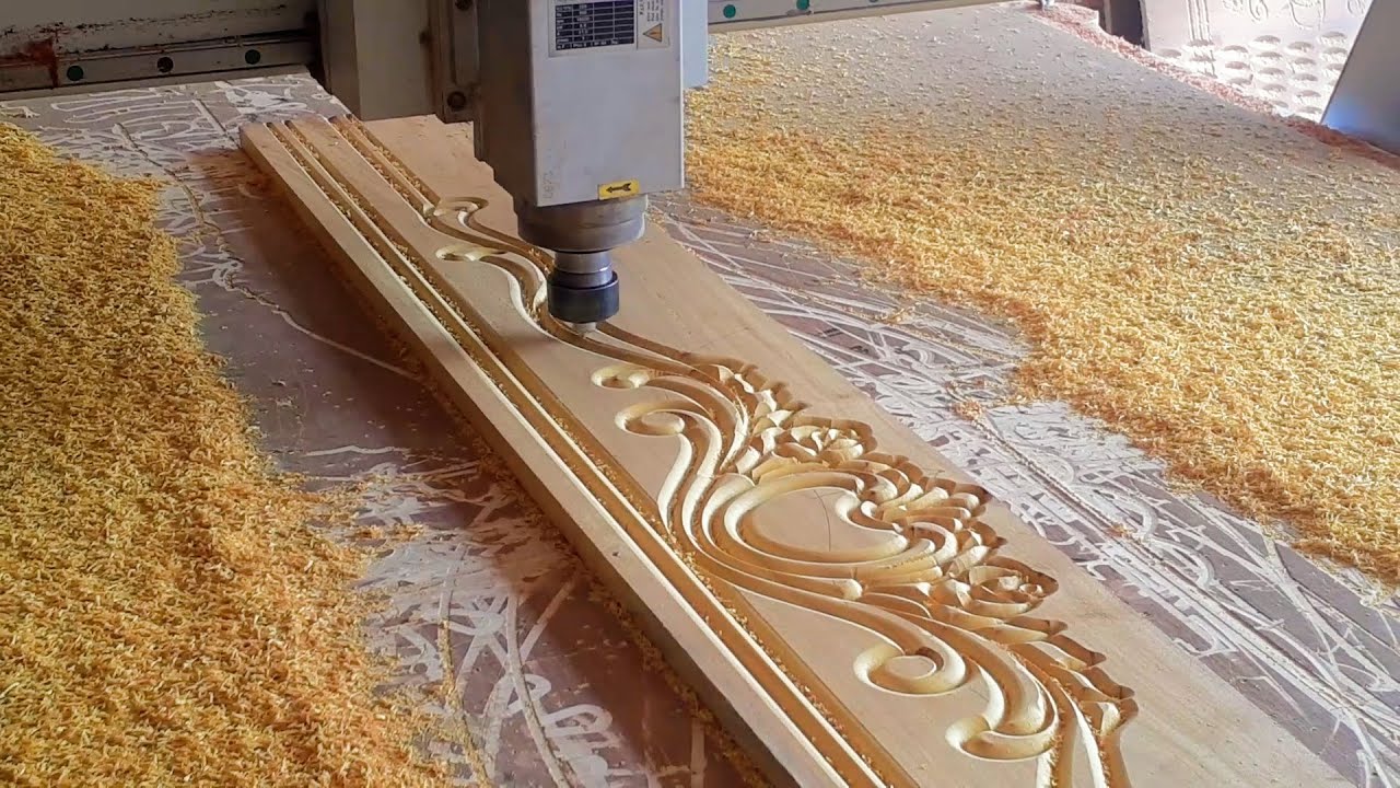 CNC Router Creating 2D Door Design | Extrme Sawmill Wood Cutting - YouTube