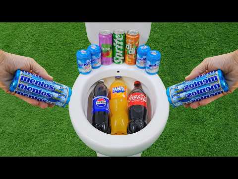 Cola Mentos Experiments !! Big Pepsi, Coca Cola, Fanta VS Sprite, Fuse Tea and Mentos in the toilet
