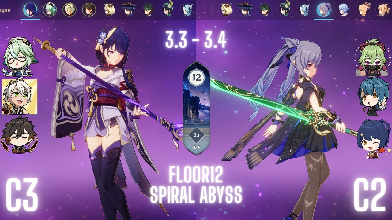 Genshin Impact C3 Raiden Shogun & C2 Keqing | Spiral Abyss 3.4 - Floor ...