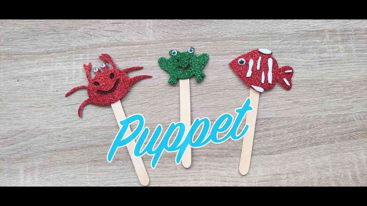 How to make handmade puppet using popsicle stick #fish #frog #crab # ...