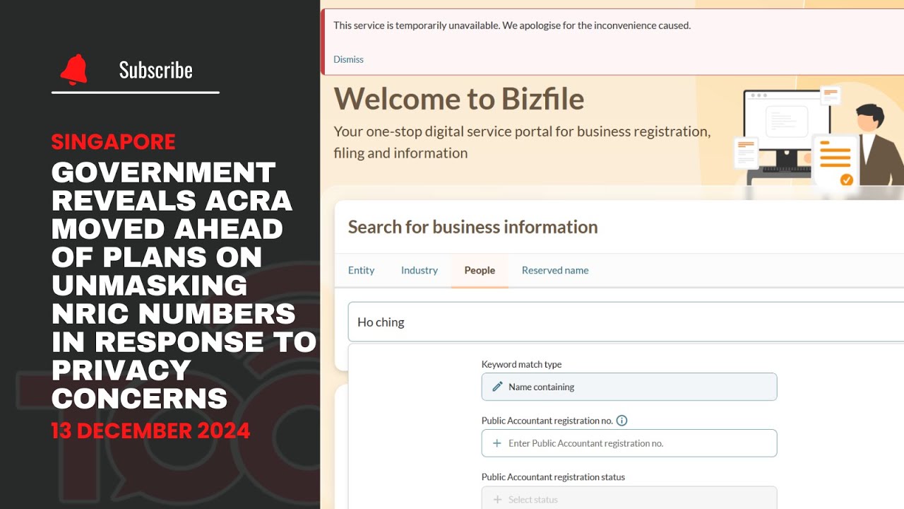 Government reveal ACRA moved ahead of plans on unmasking NRIC numbers ...