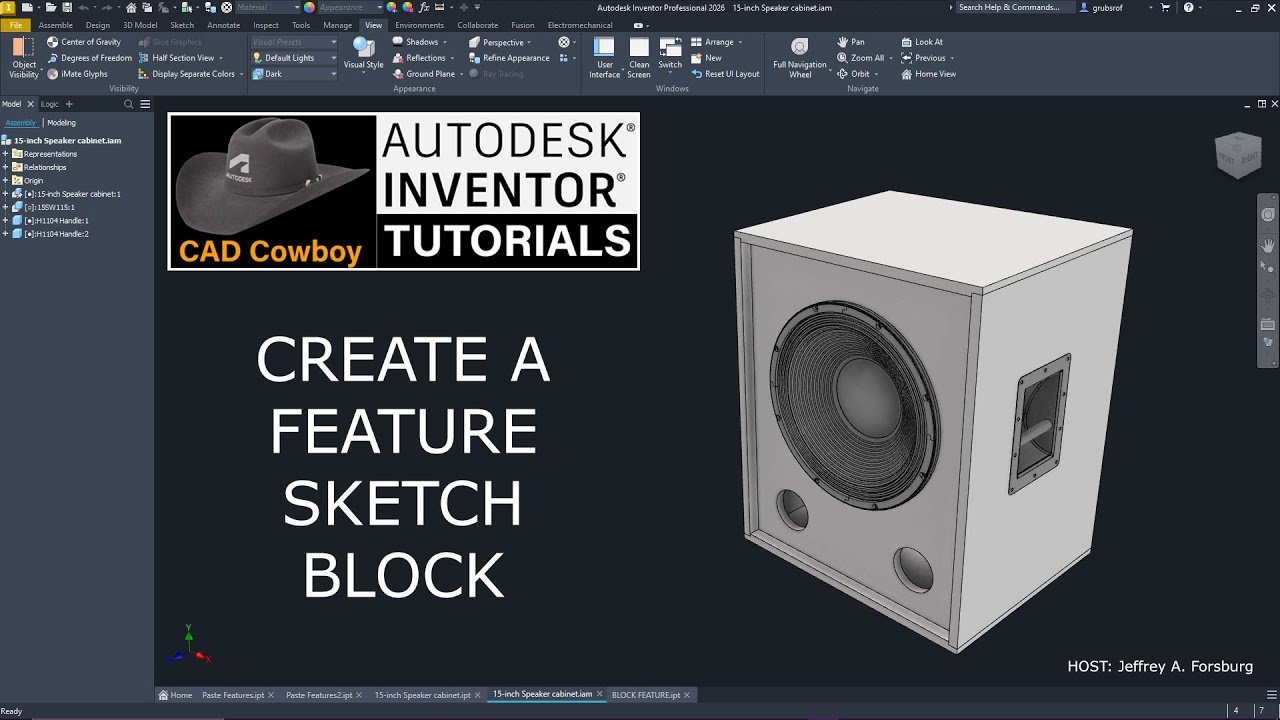 Autodesk Inventor - Create a Feature Sketch Block - YouTube