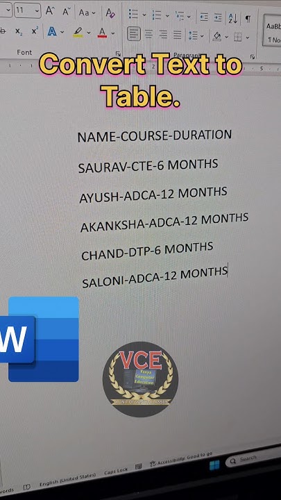 How to convert text to table in MS Word | MS Word me text ko table me kaise convert karen | MS ...