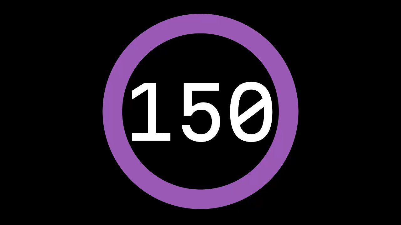 150-Second (2.5-Minute) Countdown Timer - Dark Background + Circular ...