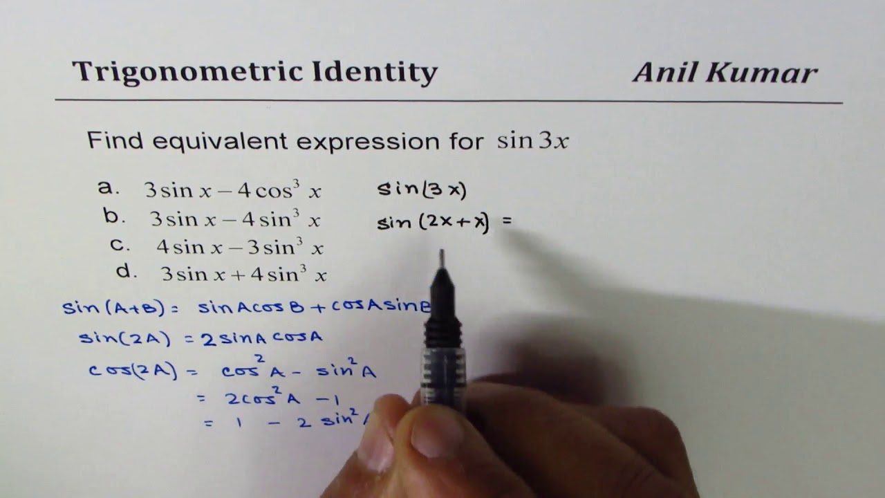 Sin3x Triple Compound Angle Trigonometric Formula Derivation YouTube