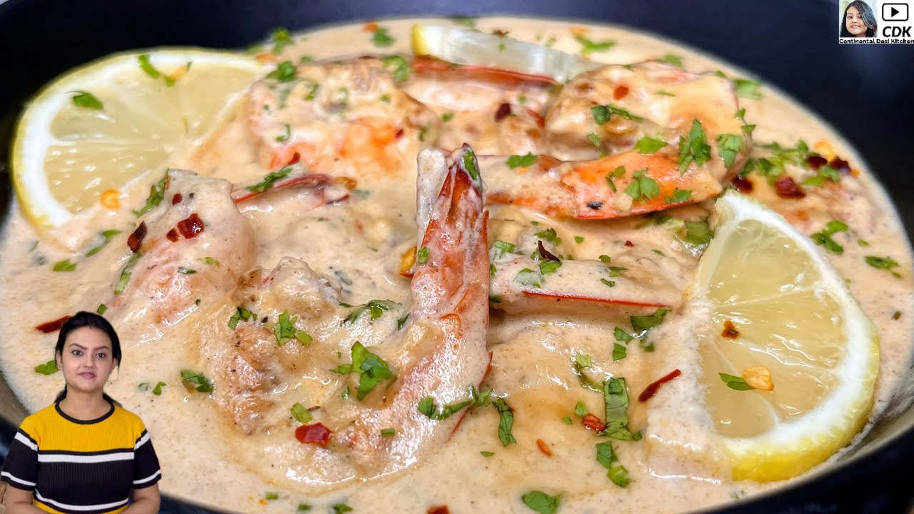 Creamy Lemon Garlic Prawns | Lemon Garlic Shrimp | Butter Garlic Prawns ...