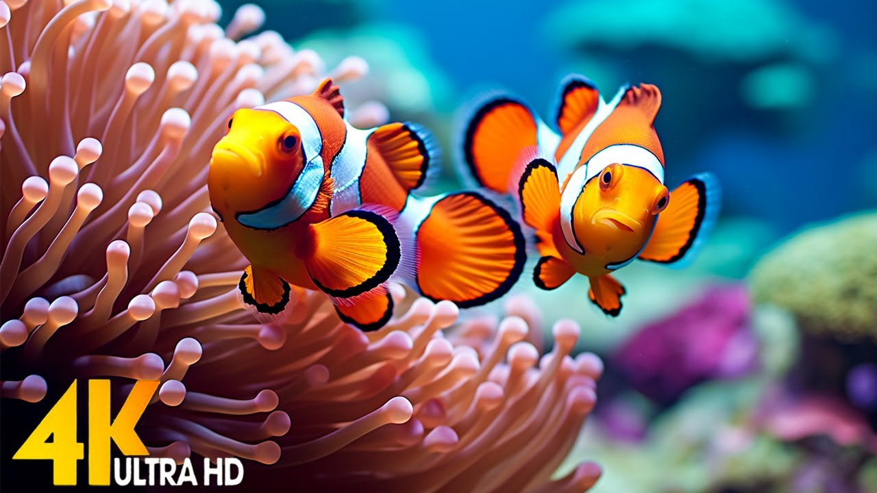Aquarium 4K VIDEO (ULTRA HD) 🐠 Beautiful Coral Reef Fish - Relaxing ...