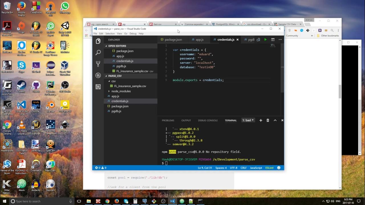 Parsing CSV Files Using NodeJS and Storing Data in PostgreSQL - YouTube