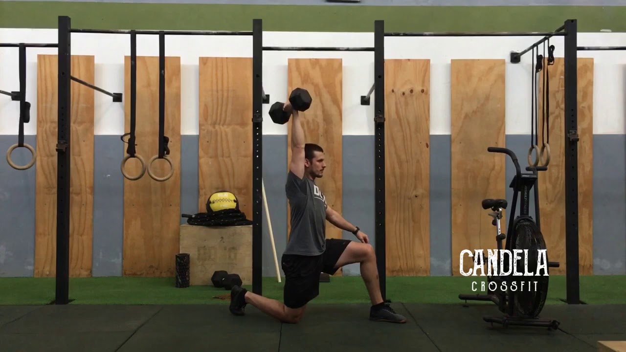 Lunges Position One Arm Dumbbell Press - YouTube