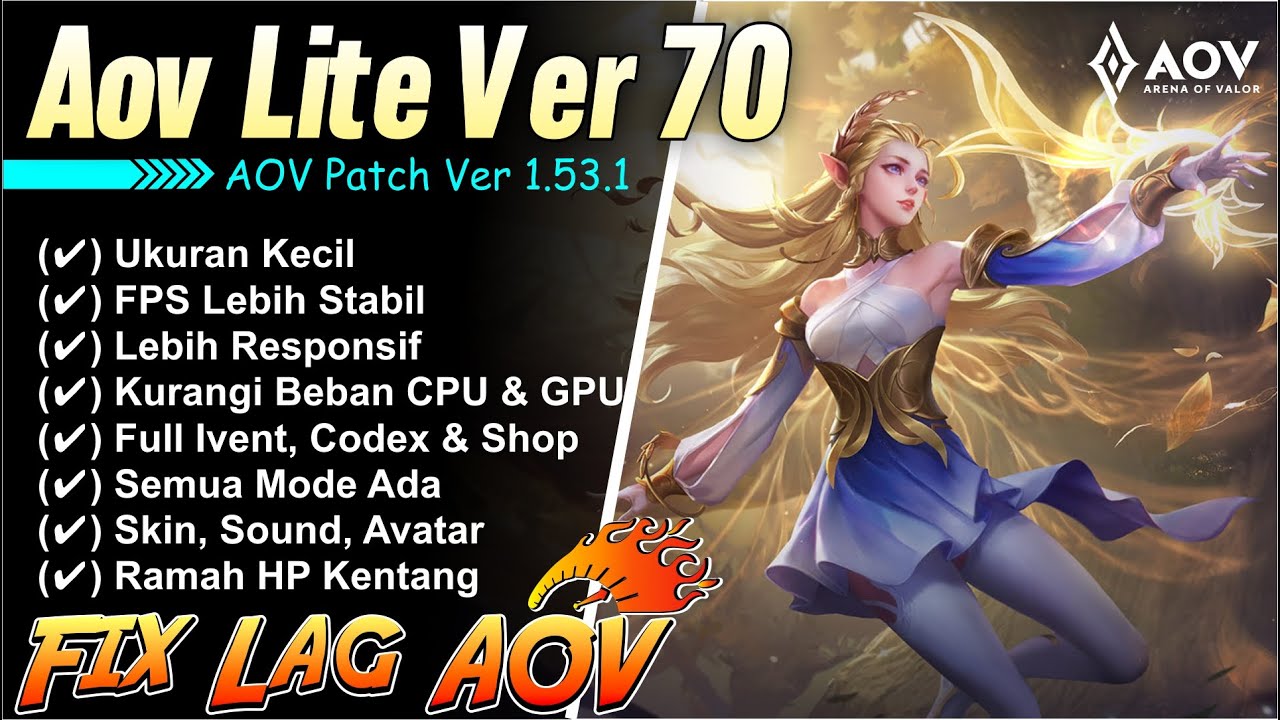 Update! AOV Lite Ver 70 | AOV Patch Ver 1.53.1 | Kurangi Lag & FPS Drop ...