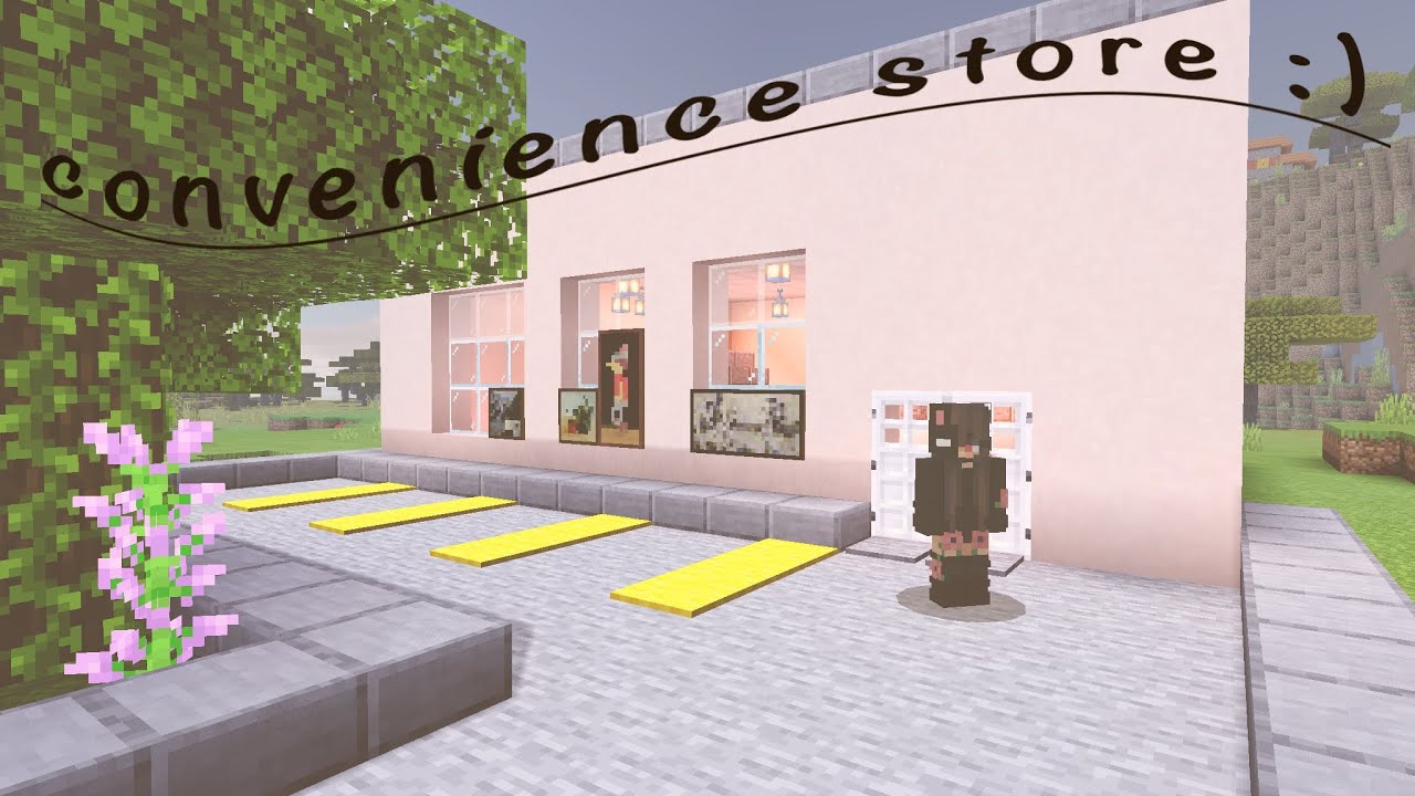 convenience store // aesthetic mcpe speed build 💫🌸☁️ - YouTube