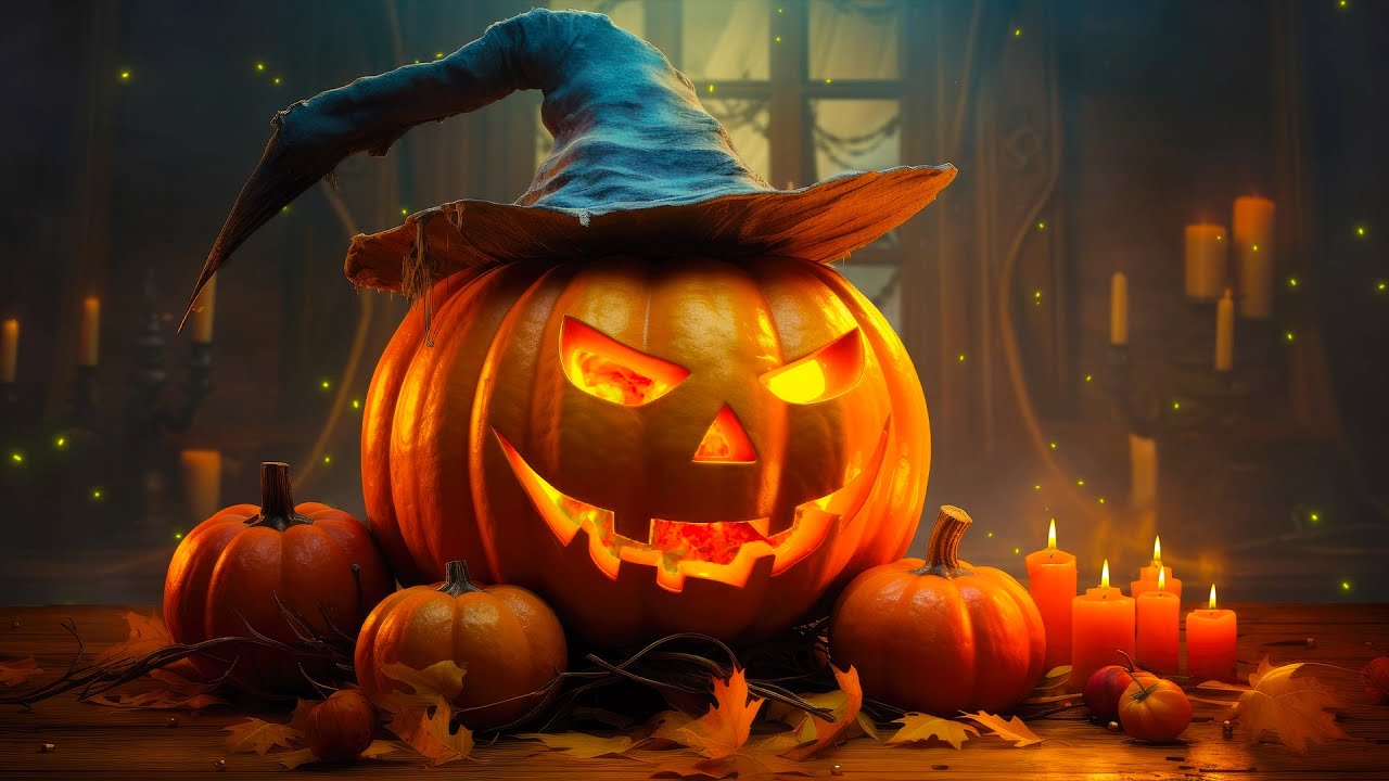 Spooky Halloween Music with Jack O' Lanterns, Scary Sounds, Night ...