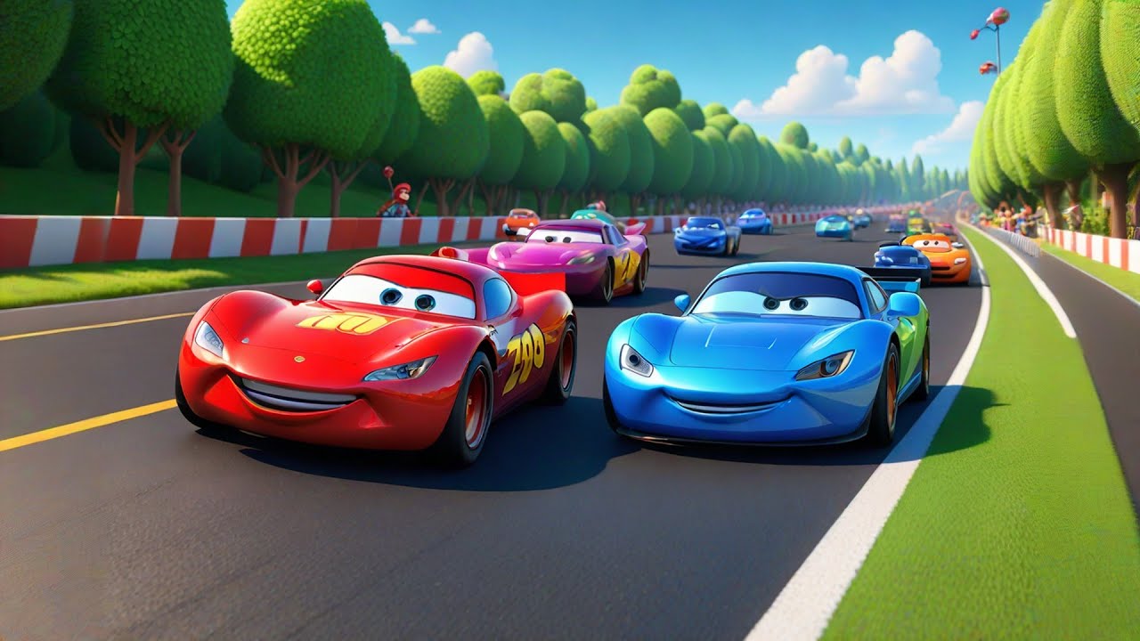 Five Little Cars Zoom Round the Track | Fun Counting Song for Kids ...