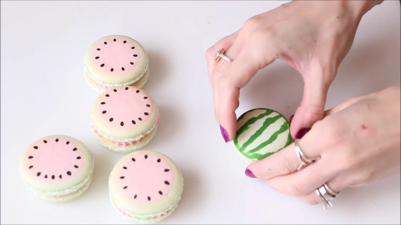 Watermelon Macarons - take deux - YouTube