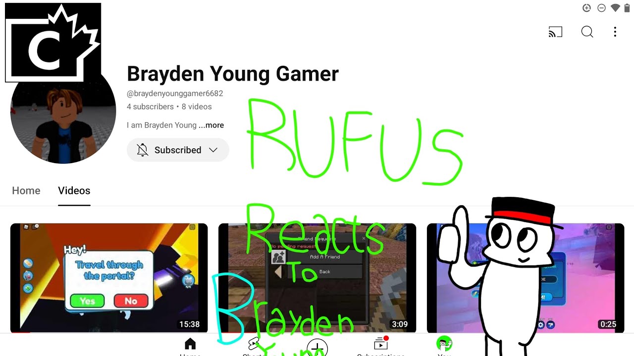 Rufus and friends: Rufus reacts to @braydenyounggamer6682 #rufusdubus ...