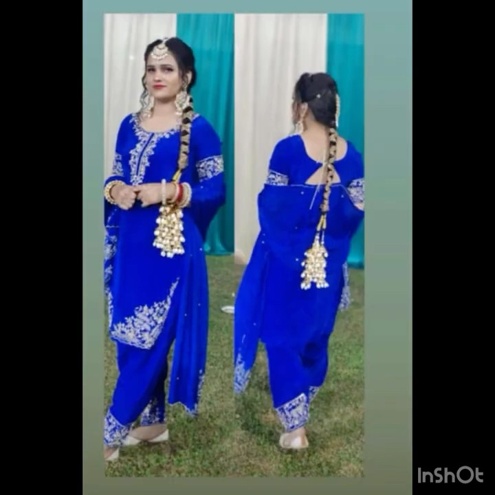 Trending royal blue colour punjabi suit design #bluesuit #suitdesign # ...