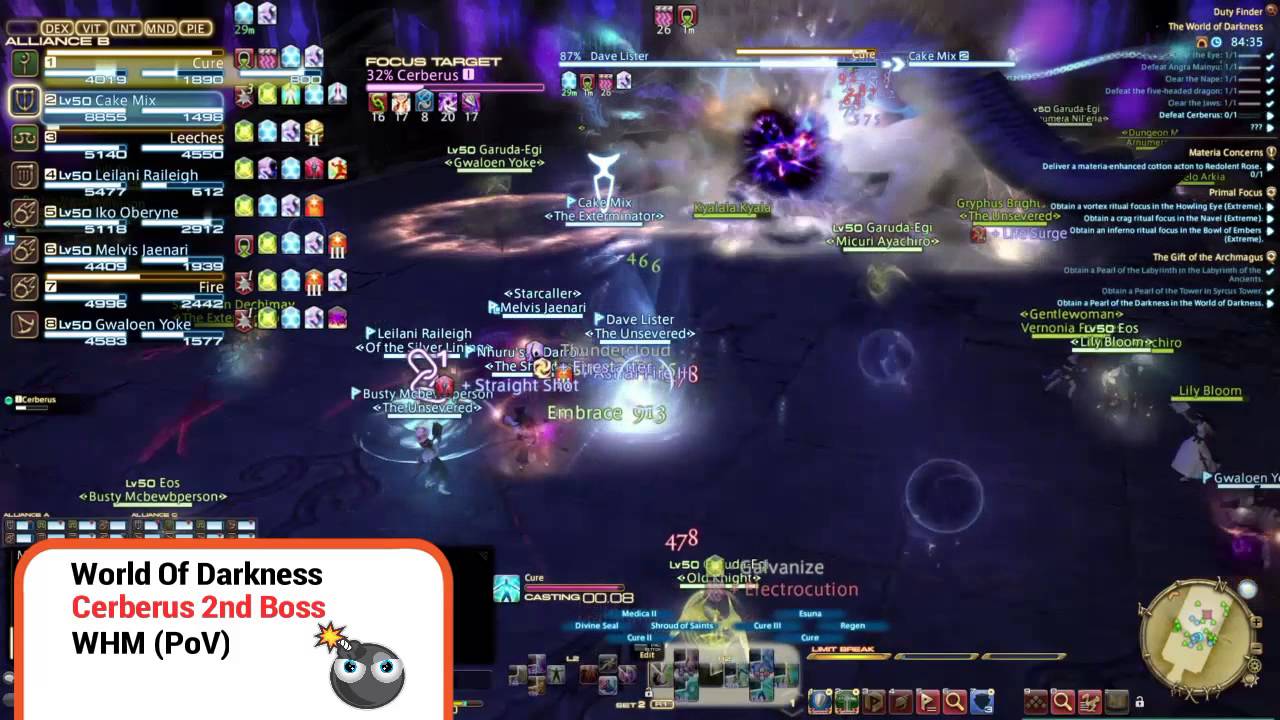 FFXIV World Of Darkness (Cerberus 3rd boss) WHM PoV - YouTube