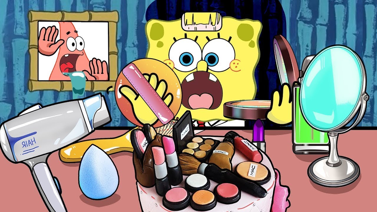 SPONGEBOB & PATRICK MAKEUP FOOD MUKBANG | MUKBANG ANIMATION | SLIME CAT ...
