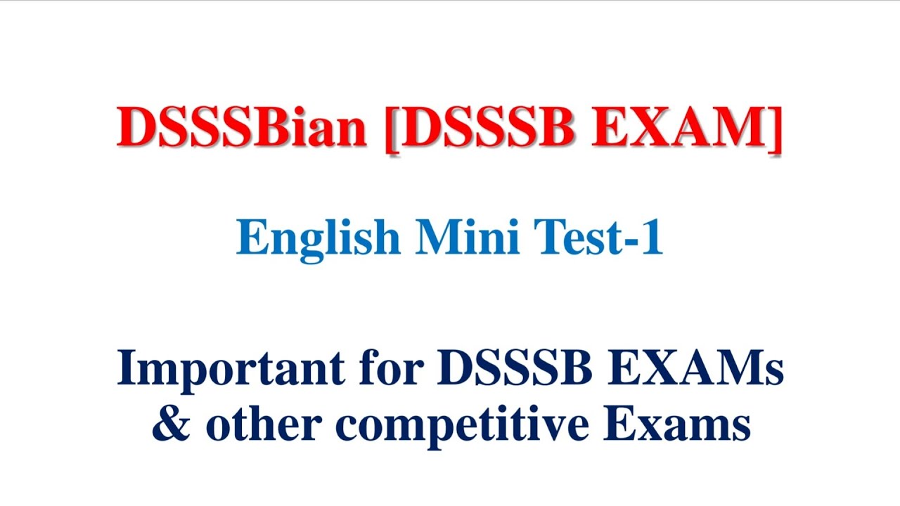 #DSSSB English Mini Mock Test-1 | English Sectional Test for DSSSB ...