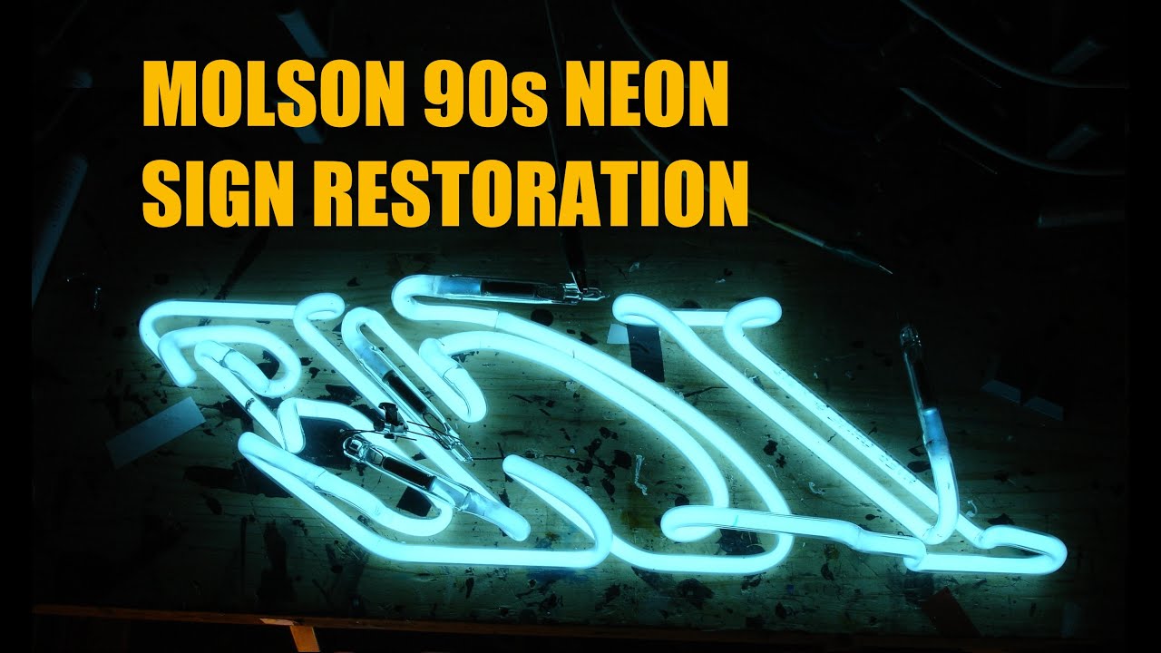 Molson Ice Neon Sign restoration, glass repair, cleaning ... - YouTube