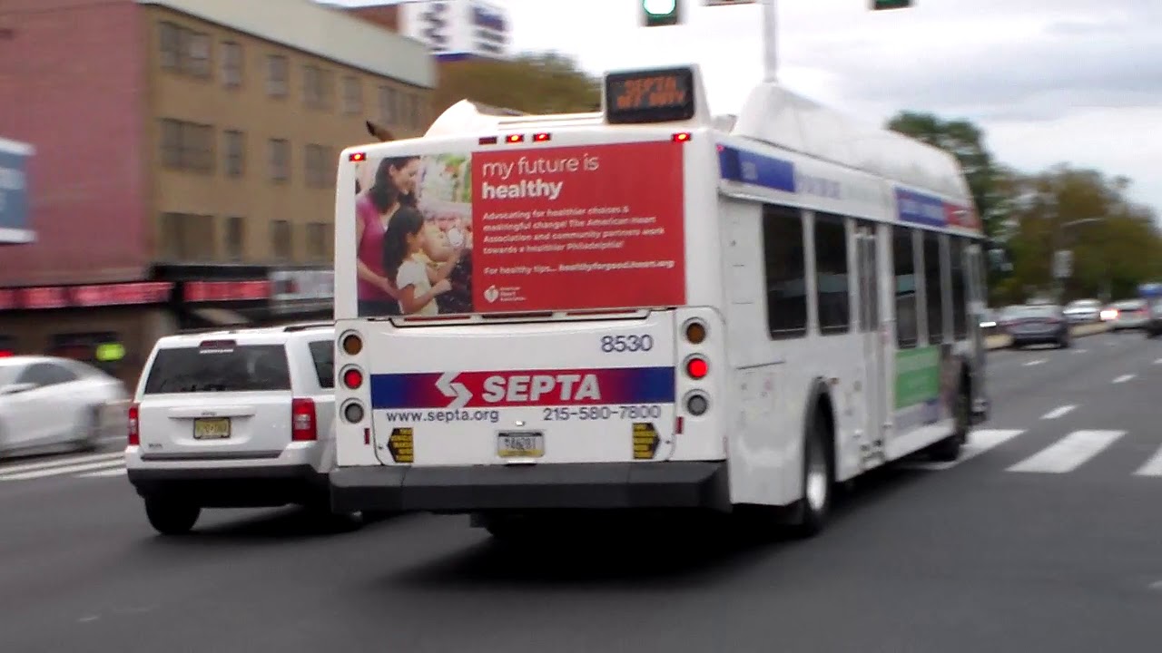 SEPTA BUS: HYBRID NEW FLYER DE40LFR 8530 - YouTube