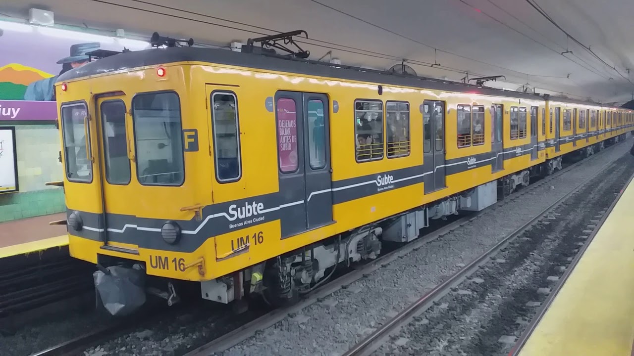 Subte linea e fomacion CAF GEE chapa F por estacion jujuy - YouTube