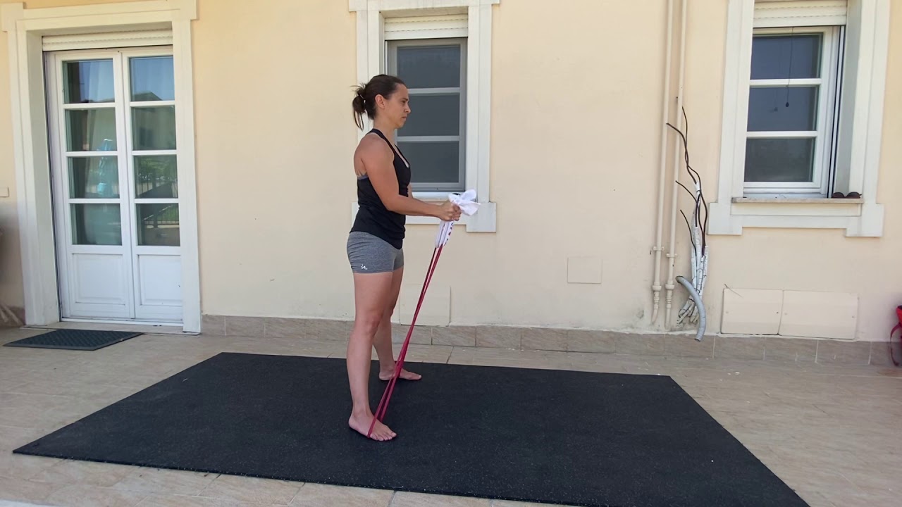 Banded Bicep Curls w/ Towel - YouTube