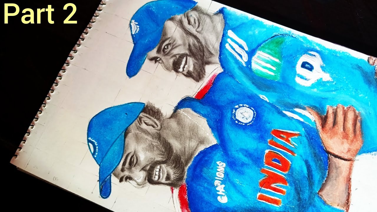 Virat Kohli Drawing With Oilpastel. ROKO Drawing.Step By Step . Easiest ...