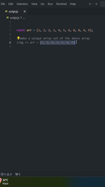 How To Create A Unique Array In Javascript Javascript Ytshorts Webdevelopment 