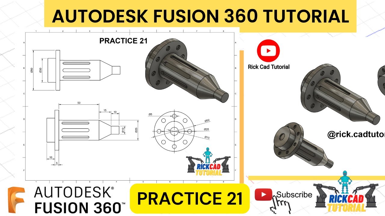 Autodesk Fusion 360 Tutorial Practice Exercise 21 Fusion 360 Tutorial For Beginners Youtube