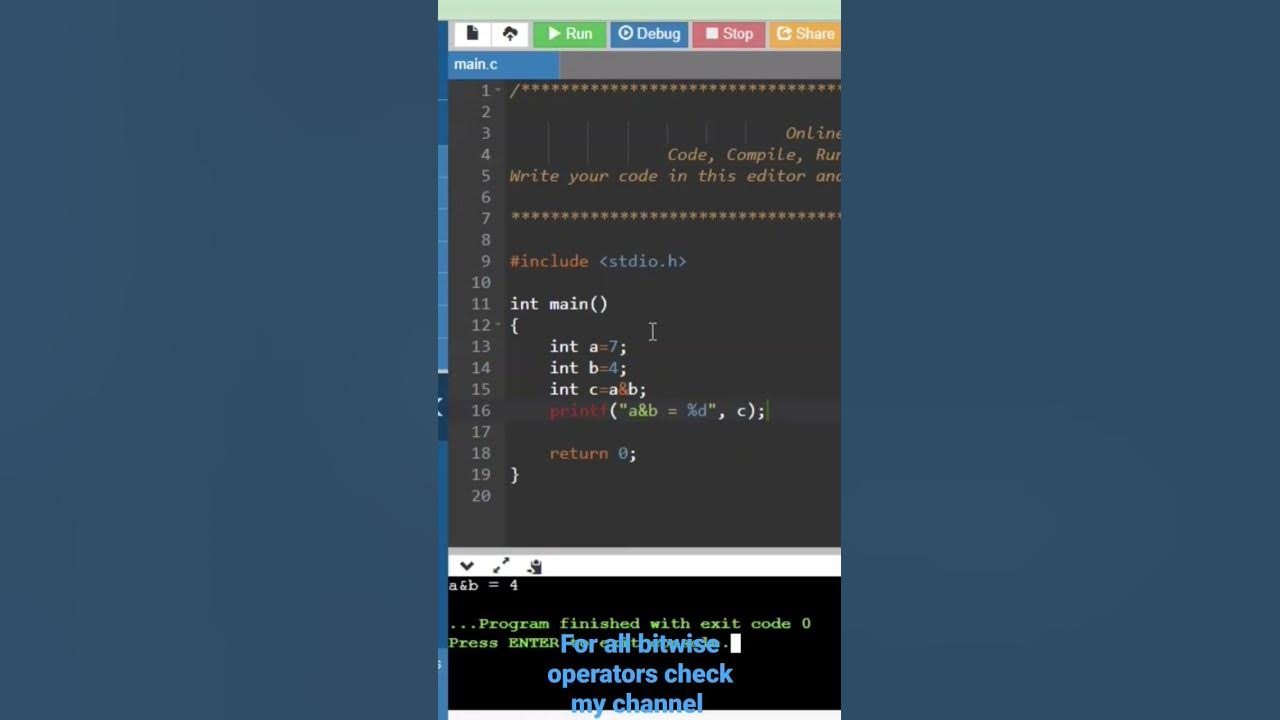 Use Of Bit Wise Operators In C C Program For Beginners Clanguage Programmingcoding