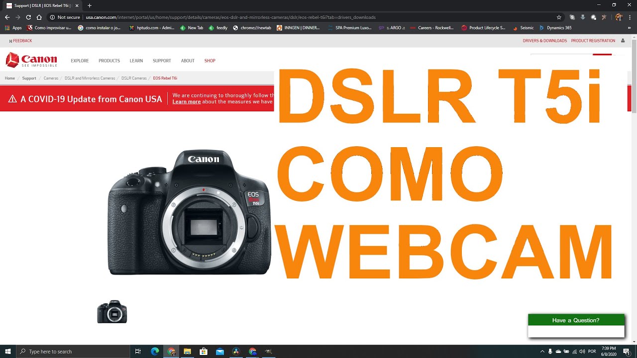 DSLR como Webcam por Canon. - YouTube